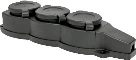 Розетка 3х-местная 16А IP44 2P+PE 230В с защитными крышками, каучук EKF ...