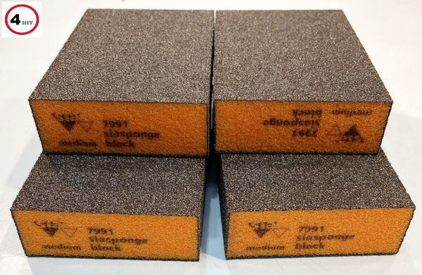 Абразивная губка , шлифовальный блок Sia sponge, 4-х сторонний Р-80 ...
