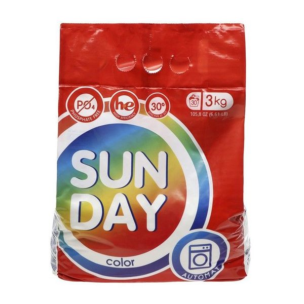 Стиральный порошок Sunday, для цветного, автомат 3 кг - купить с ...