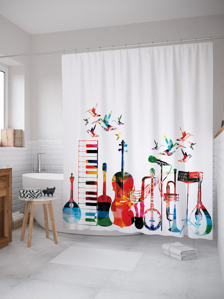 Штора для ванной 200x180 см JoyArty ширма плотные ширина 180 высота 200 для бани санузлов дома ...