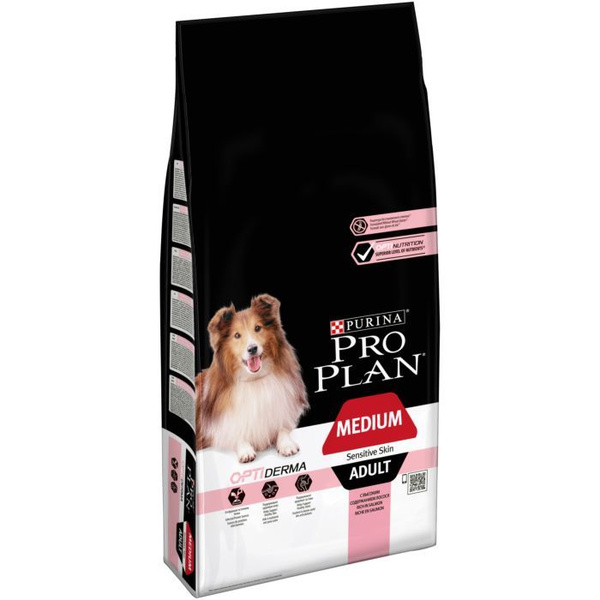 PRO PLAN для собак сухой 14кг Adult Medium Sensitive Skin Лосось с ...