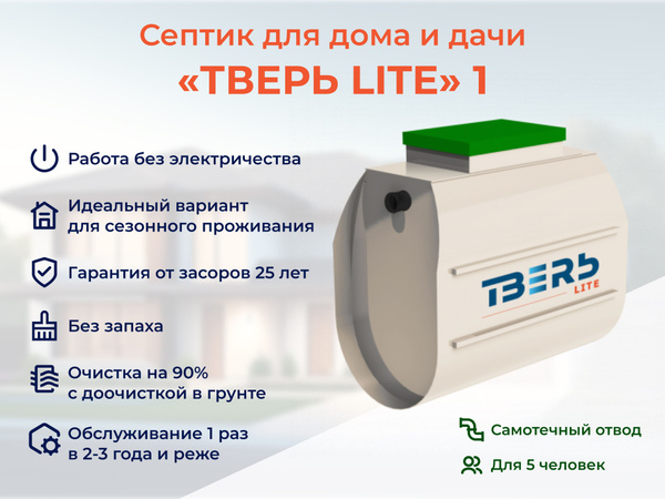 Септик ТВЕРЬ LITE 1 энергонезависимая станция биологической очистки ...
