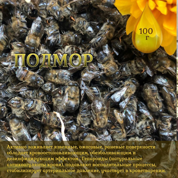 Подмор пчелиный, 100 грамм, сухой, мёртвые пчёлы, пасека Старчевских ...