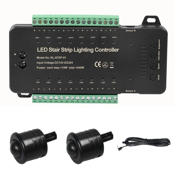 Лестничный светодиодный датчик движения, контроллер DC12V 24V, 16 ...