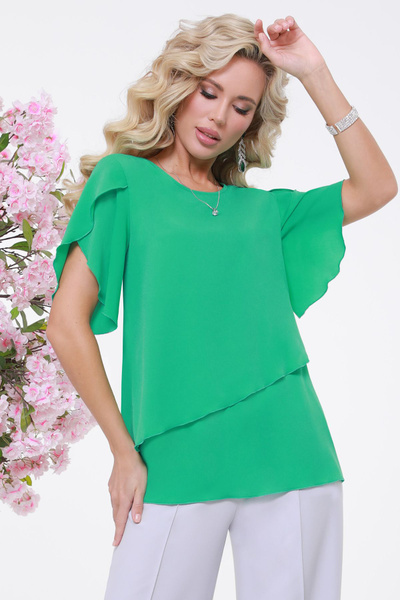 Блузка Женский DStrend зеленый Полиэстер, размер 46 Россия купить c доставкой на OZON по низкой ...