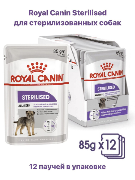 ROYAL CANIN Sterilised Dog корм для собак влажный, 85 г х 12 штук ...
