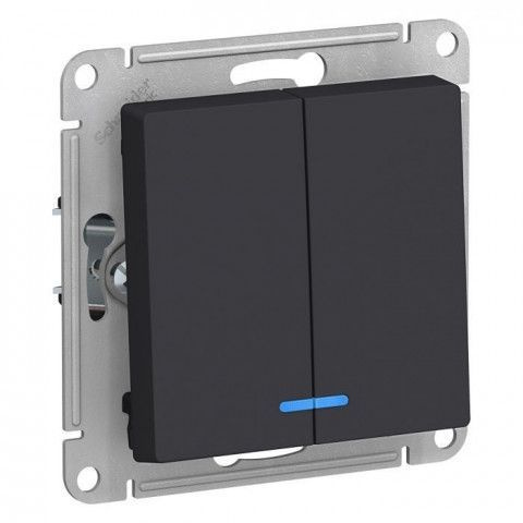 Выключатель двухклавишный Schneider Electric Atlas Design с подсветкой ...