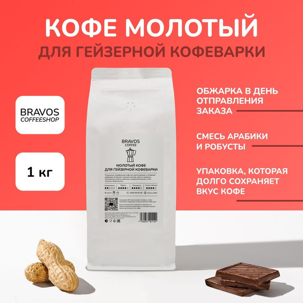 Молотый кофе для гейзерной кофеварки 1000 г - купить с доставкой по ...