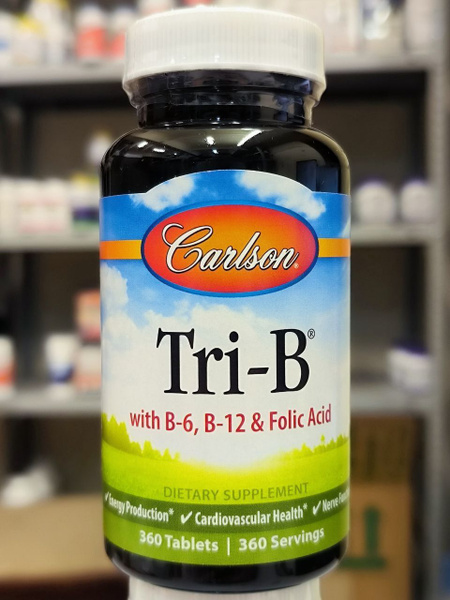 Carlson Labs, Tri-B, комплекс с витаминами B6, B12 и фолиевой кислотой ...
