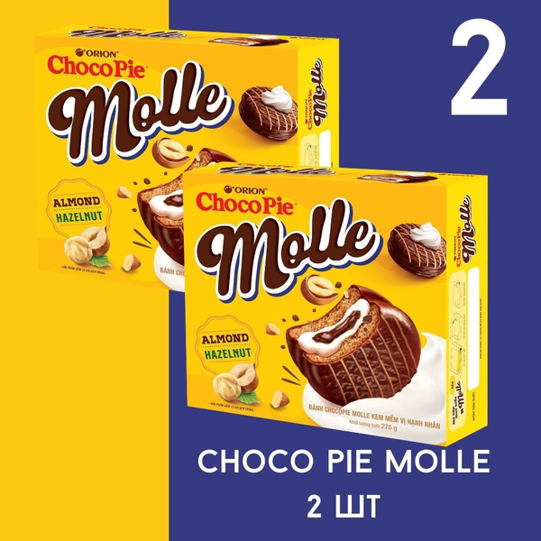 Орион Чоко Пай Миндаль-Фундук/ Choco Pie Molle Almond- Hazelnut, 2 ...