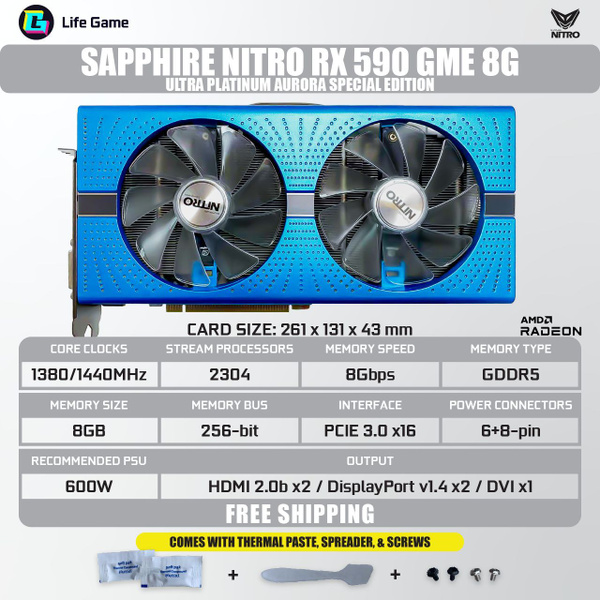 Видеокарта Sapphire Radeon RX 590, 8 ГБ DDR5 PCI Express 3.0/3.1 x16 ...