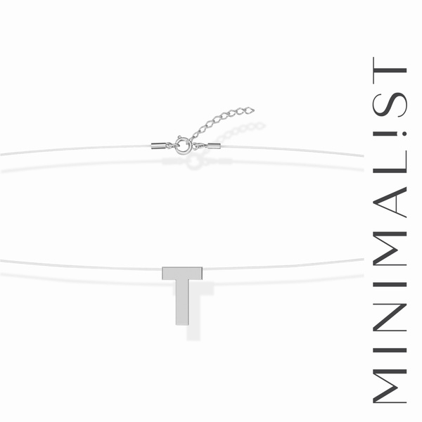 Minimal!st Колье на леске серебро 925 женское, Lettter-T - купить с доставкой по выгодным ценам ...