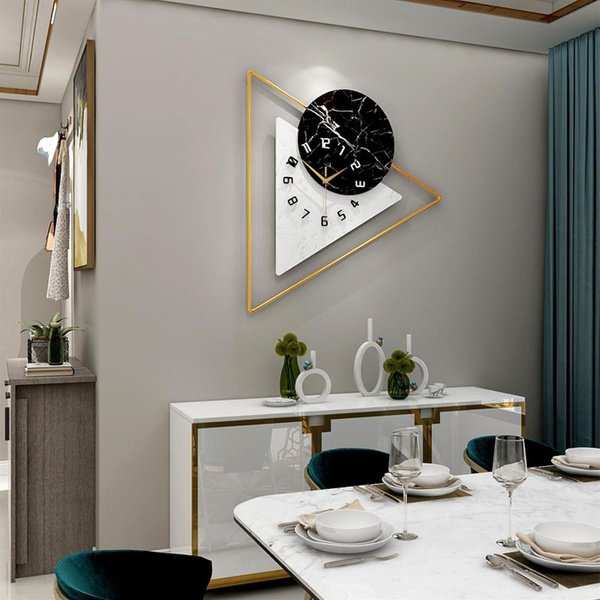 Современные большие настенные часы бесшумные не тикающие металлические художественные на