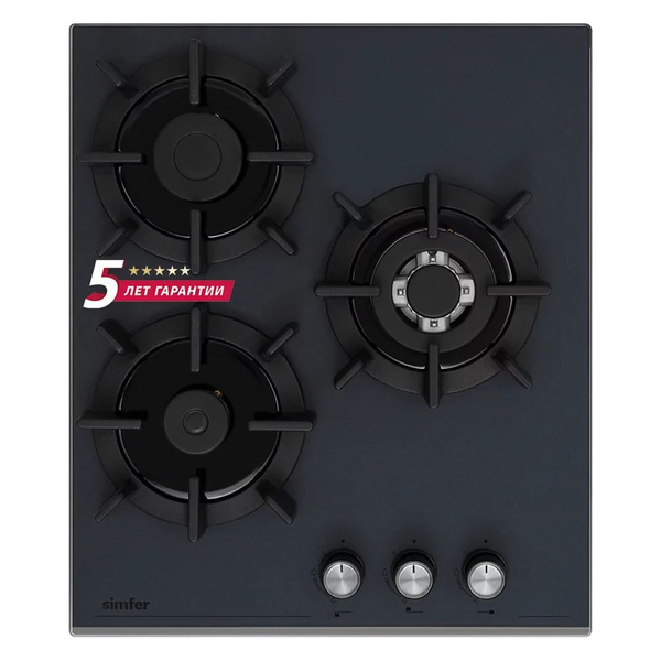 Газовая варочная панель Simfer 45см / газ-контроль / электроподжиг / WOK конфорка / закаленное ...