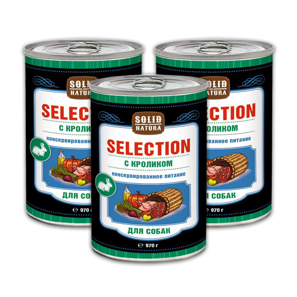 Влажный корм для собак, Solid Natura Selection, кролик, упаковка 3 шт х 970 г купить на OZON по ...