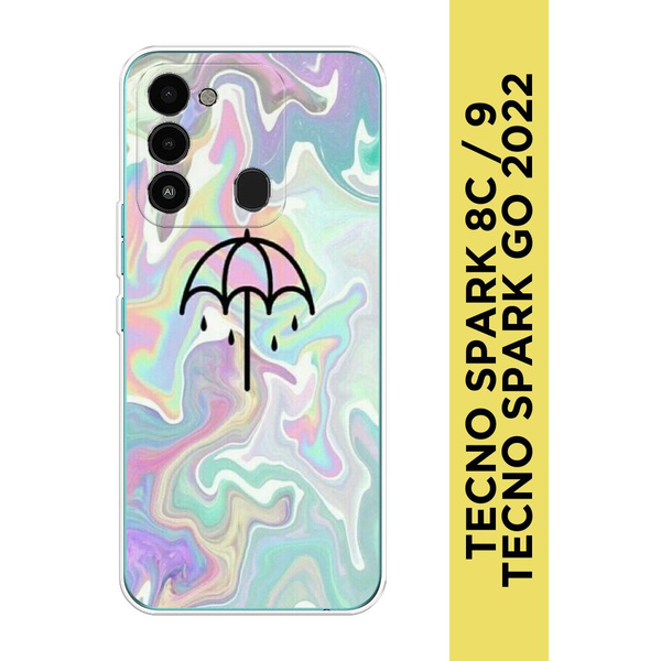 Силиконовый чехол на Tecno Spark Go 2022 8С 9 Текно Спарк Гоу 2022 8С 9 Зонтик под разводами