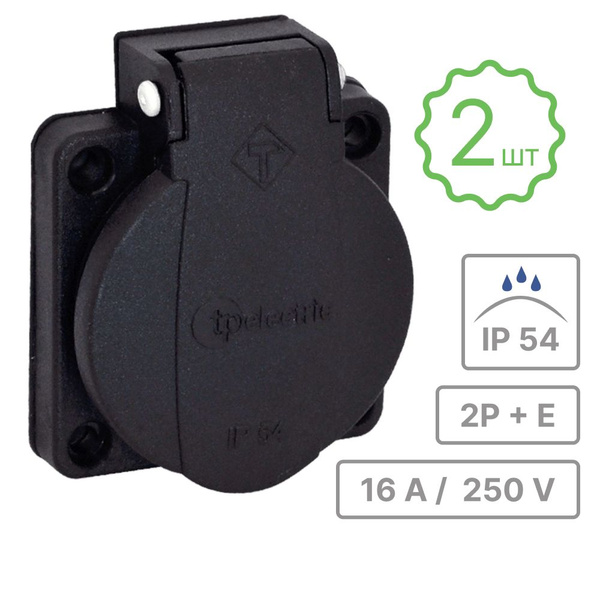 Розетка встраиваемая уличная с крышкой TP Electric SCHUKO 16А 2P+E 250V ...