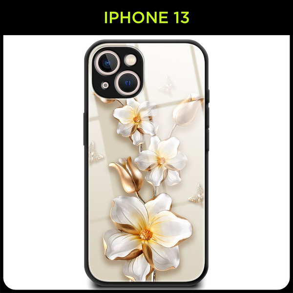 Стеклянный чехол на Apple iPhone 13 / Айфон 13 с принтом "Драгоценные ...