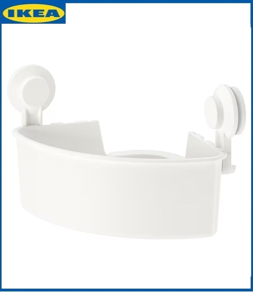 IKEA TISKEN Полка угловая ИКЕА ТИСКЕН на присосках, белый. 30х20х17 см ...