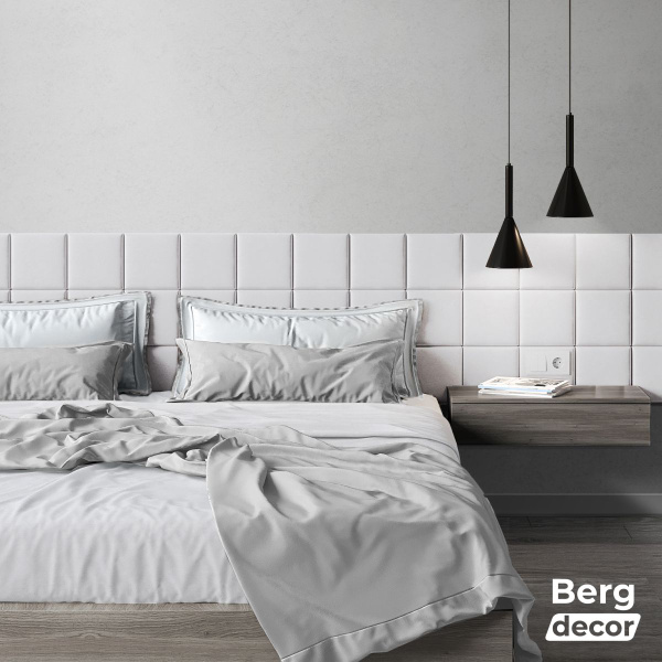Мягкие стеновые панели квадратные "Berg Decor", 20х20х3 см, белый №73 ...