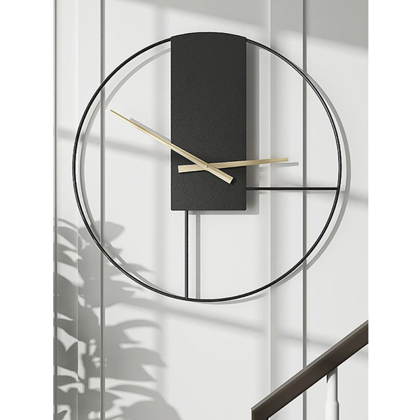 Черные металлические кварцевые настенные часы современные круглые бесшумные настенные часы