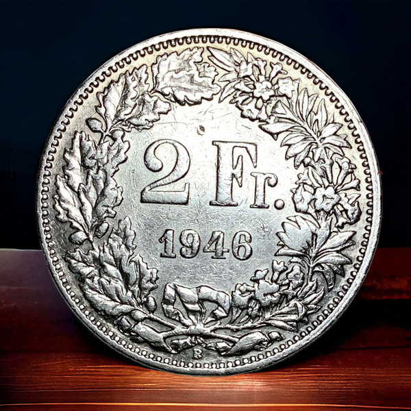 Монета Швейцария 2 франка 1946 года, B. Гельвеция. Серебро. Люксовое состояние - купить в ...