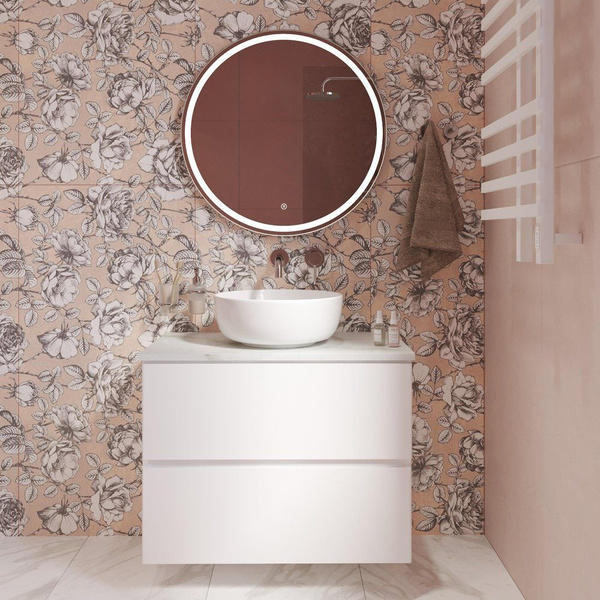 Мебель для ванной комнаты STWORKI Колдинг 80 белая, с раковиной Moduo 40 RING, столешница светло ...