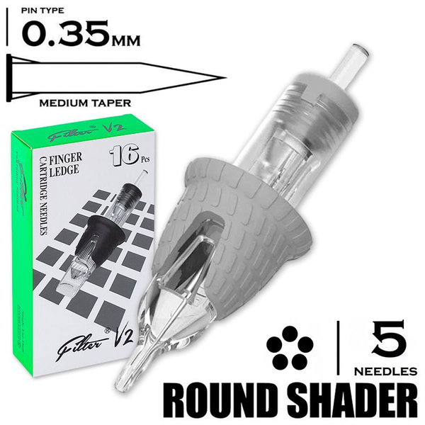 Картриджи для тату и татуажа EZ FILTER V2 - Round Shader Medium Taper 5 RSMT/0.35мм 16 шт/уп ...