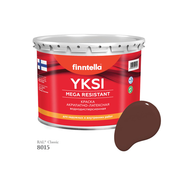Краска FINNTELLA YKSI RAL Гладкая, Акрилатно-латексная, Водная, Матовое ...