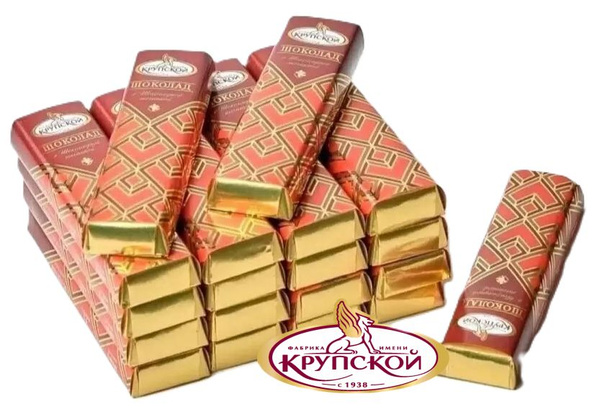 Шоколадный батончик с шоколадной начинкой КФ им. Крупской 20шт*50гр ...