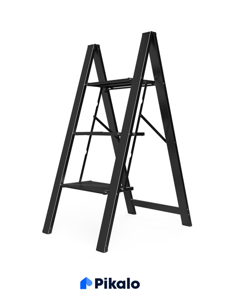 Cтремянка Pikalo L 3 ступени чёрная купить на OZON по низкой цене ...