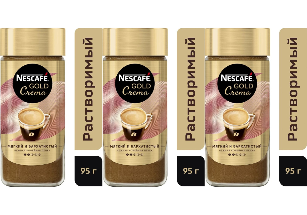 Кофе Nescafe Gold Crema растворимый, 95 г, комплект: 3 упаковки ...