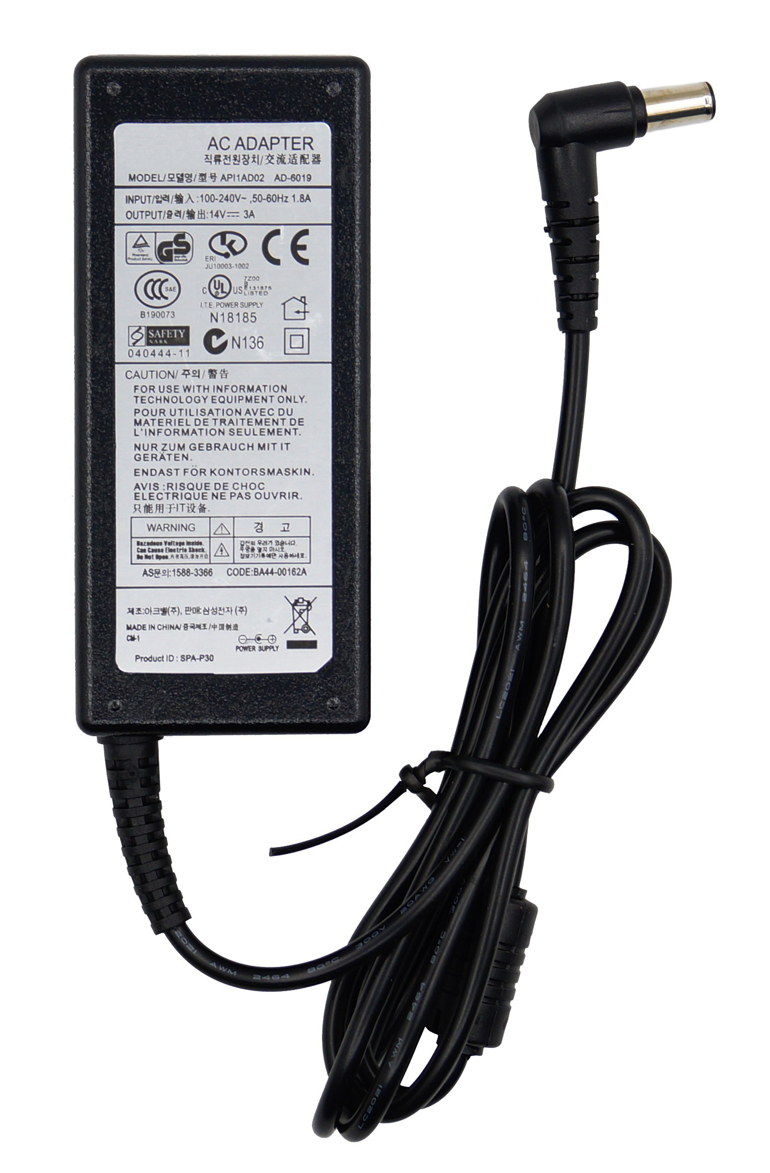 Блок питания ap04214-uv для монитора Samsung (14V 3A 42W, 6.5x4.4мм ...