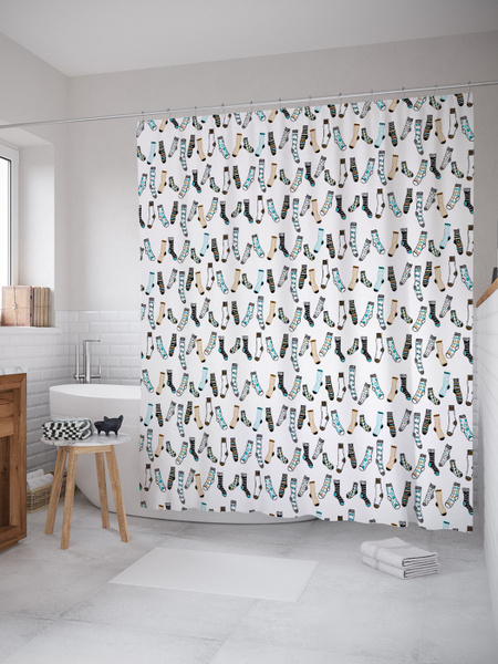 Штора для ванной 200x180 см JoyArty кактусы, вазоны, ряды, орнамент, паттерн, текстура, повтор ...