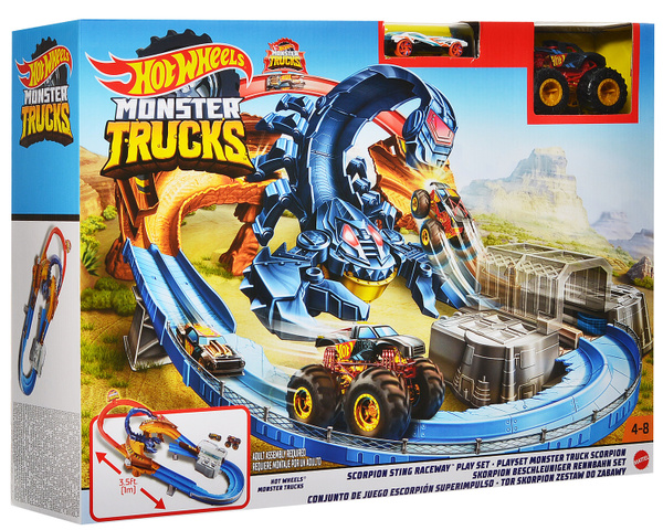Игрушечный трек Mattel Hot Wheels Монстр трак Гонка со скорпионом ...