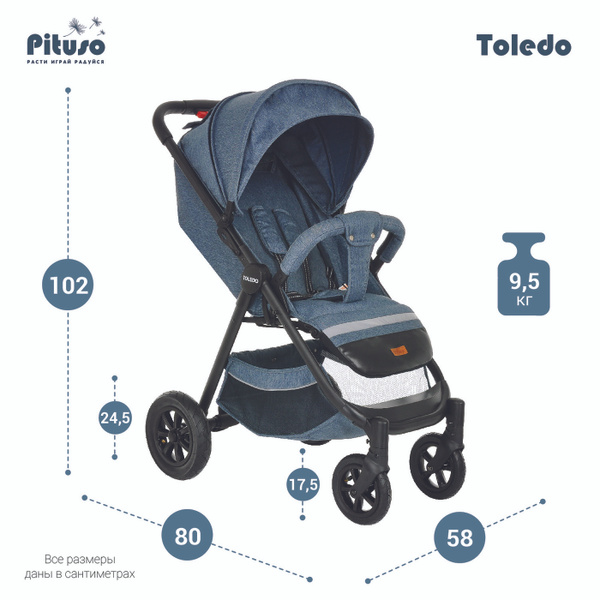Прогулочная коляска Pituso Toledo надувные колеса AIR чехол на ножки Jeans/Джинс купить на OZON ...
