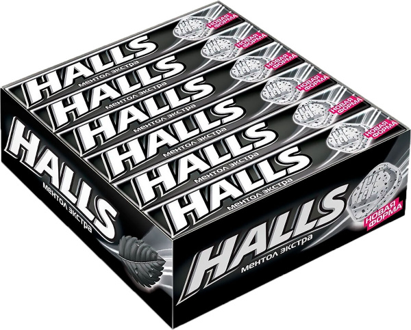 Halls карамель леденцовая со вкусом ментол экстра, 12 пачек по 25 г ...