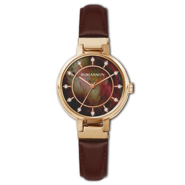 ROMANSON RL 0B15L LR(BN) женские кварцевые наручные часы с кристаллами ...