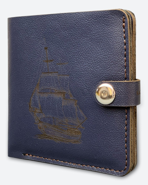 Кошелек кожаный мужской маленький натуральная кожа KAZA Mancube Корабль Dream темно-синий купить ...