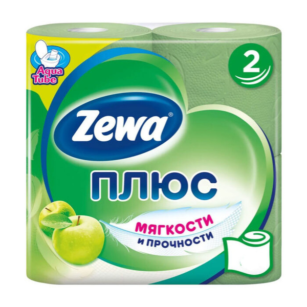 Туалетная бумага Zewa + 2-х слойная 4 рулона Яблоко,4 шт. - купить с ...