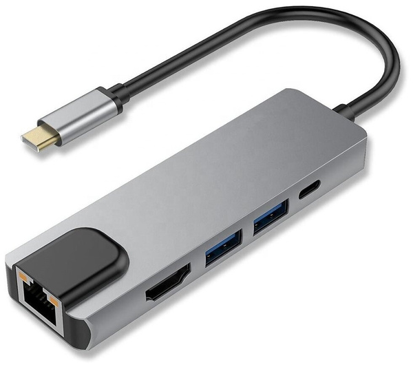 Хаб Переходник Концентратор Usb C Hub 5 в 1 с Usb 3 0 Rj45 Hdmi