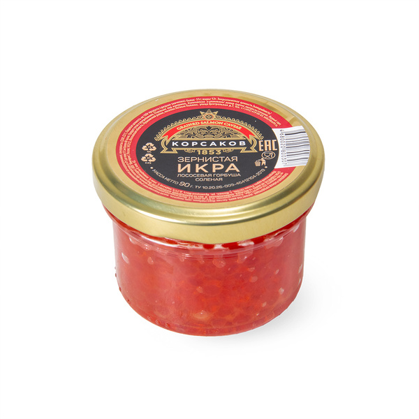 Икра лососевая зернистая Корсаков 1853, 90г, стеклянная банка купить на ...