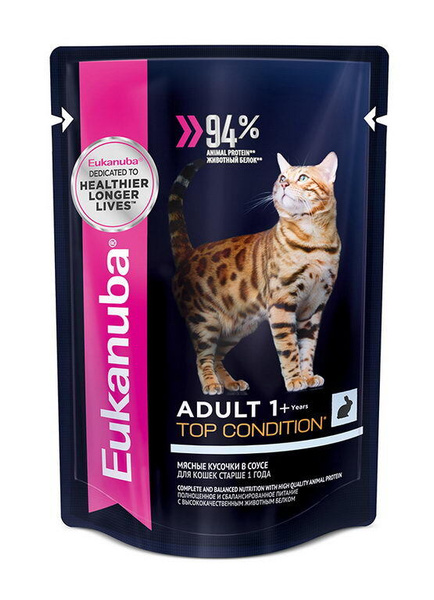 Влажный корм EUKANUBA для взрослых кошек, с кроликом в соусе 85 г ...