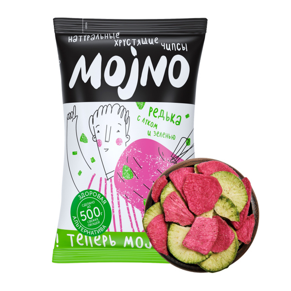 Чипсы MOjNO, натуральные, из редьки с луком и зеленью, 75 г - купить с ...