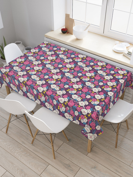 Скатерть прямоугольная на кухонный стол JoyArty "Цветы джунглей" из оксфорда, 180x145 см купить ...