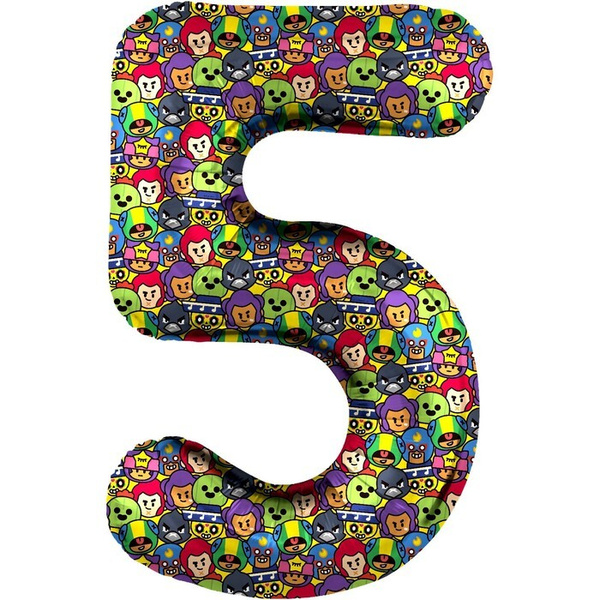 Воздушный шарик, фольгированный 34'' "Цифра 5" Brawl Stars, 1 шт. - купить в интернет-магазине ...