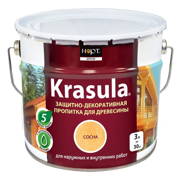 Krasula 3л сосна, Красула, защитно-декоративный состав для дерева и ...