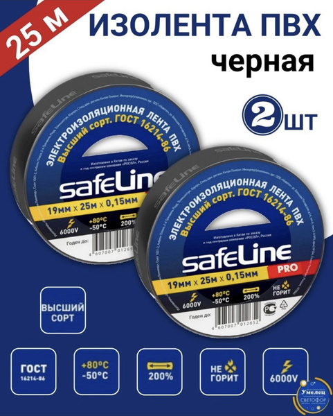 Изолента изолента пвх 19 мм 25 м, 2 шт. - купить по низкой цене в ...