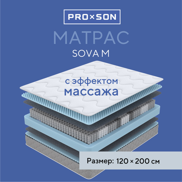 Матрас PROSON SOVA МП M, С зональным пружинным блоком, 120 - купить по выгодной цене в интернет ...