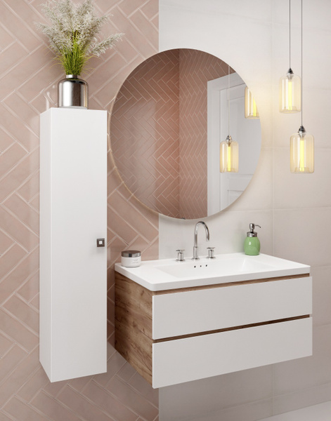 REGENT style Шкаф навесной для ванной, ПШТВиола1д/бел, 20х19х91.4 см ...
